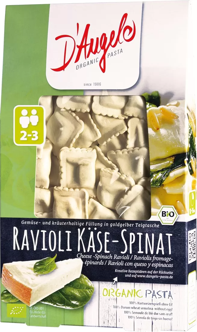 Ravioli Z Serem I Szpinakiem BIO 250 g - D`angelo - Arena.pl