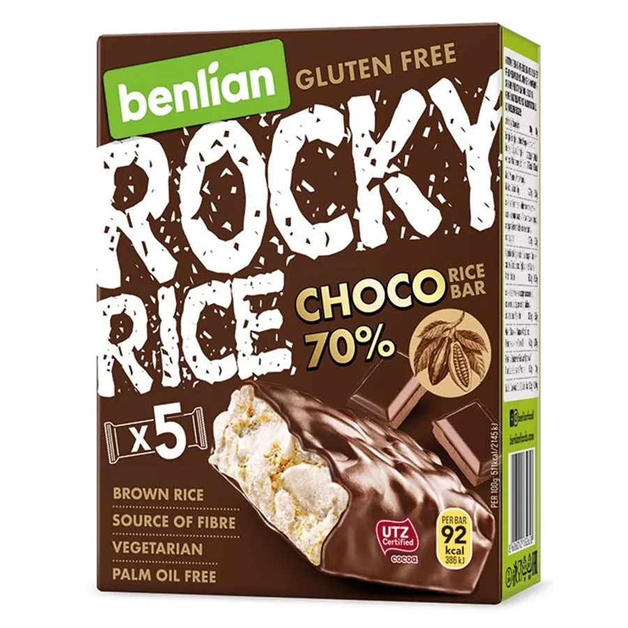 Batony Ryżowe w Polewach Rocky Rice Choco - Choco 70% Benlian, 90g ...